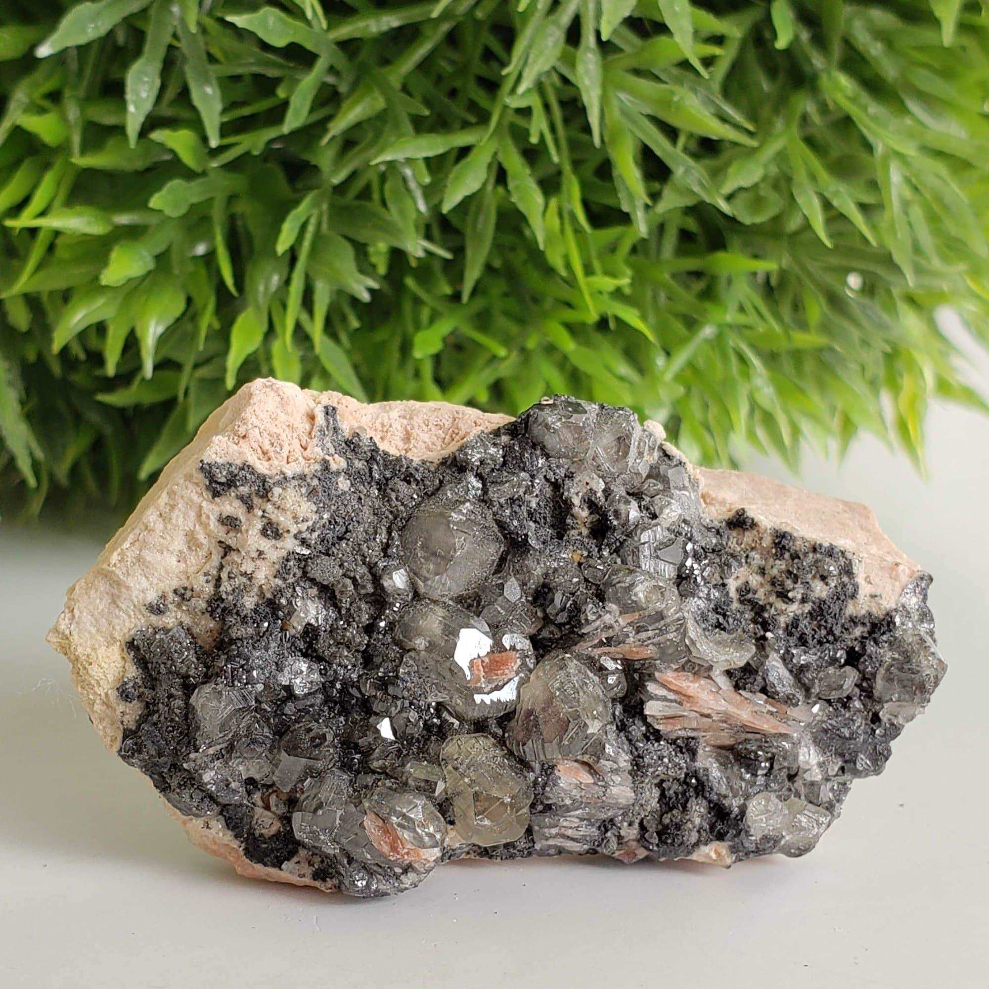 Cerussite and Barite on Galena Matrix 35 gr from Morocco