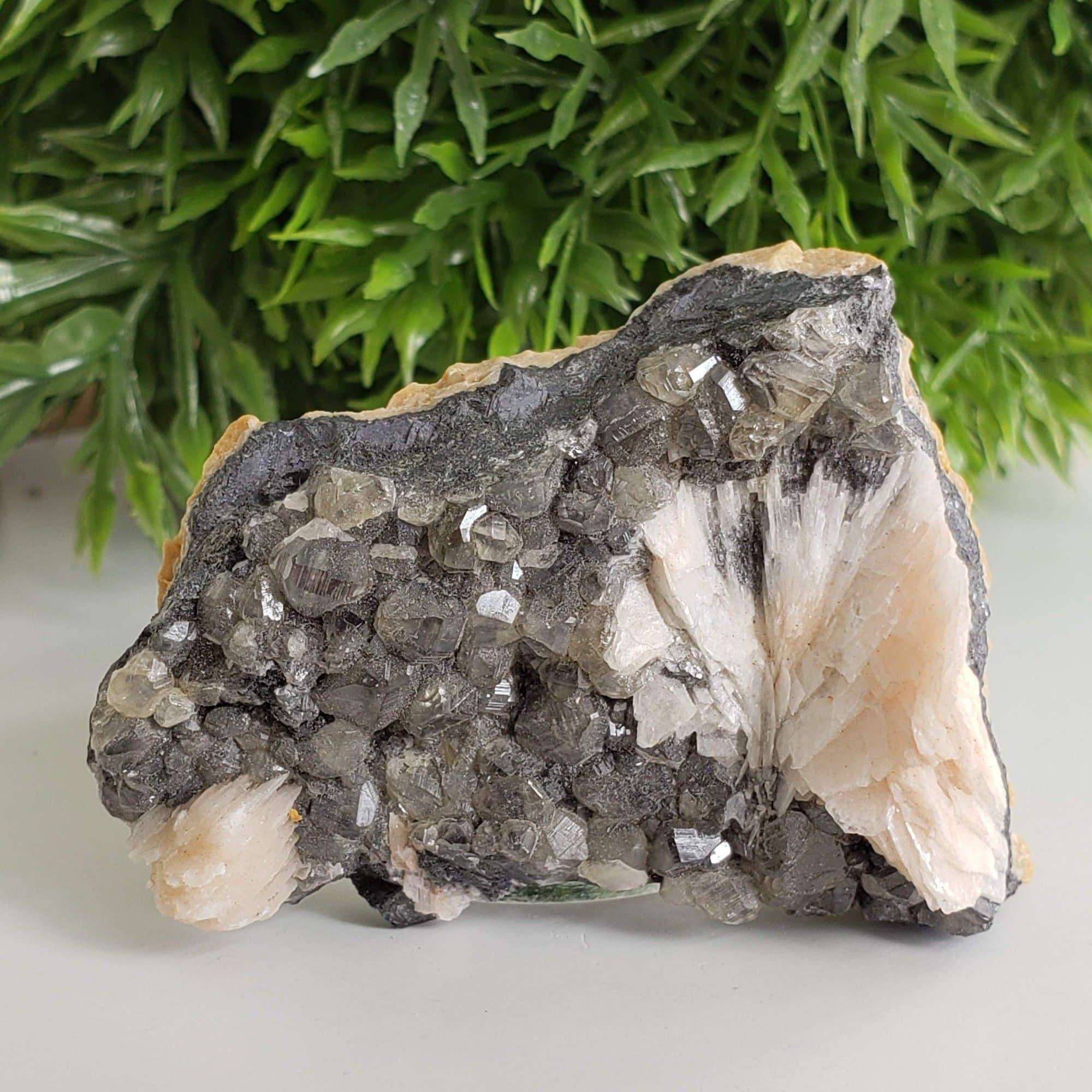 Cerussite and Pink Barite on Galena Matrix 78 gr from Morocco – Canagem.com