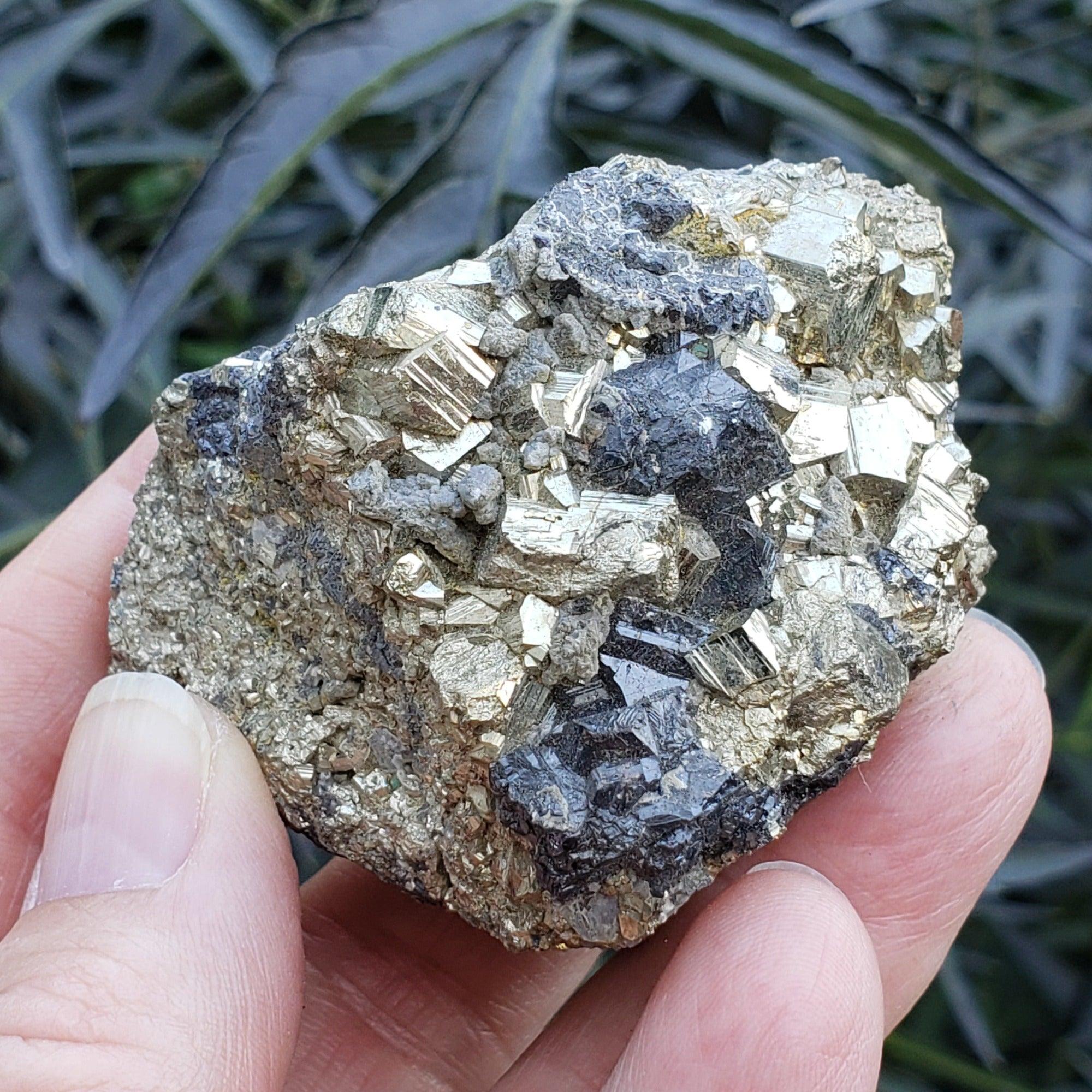 Pyrite on Marmatite Crystal Cluster | 248 grams | Eagle X Mine ...
